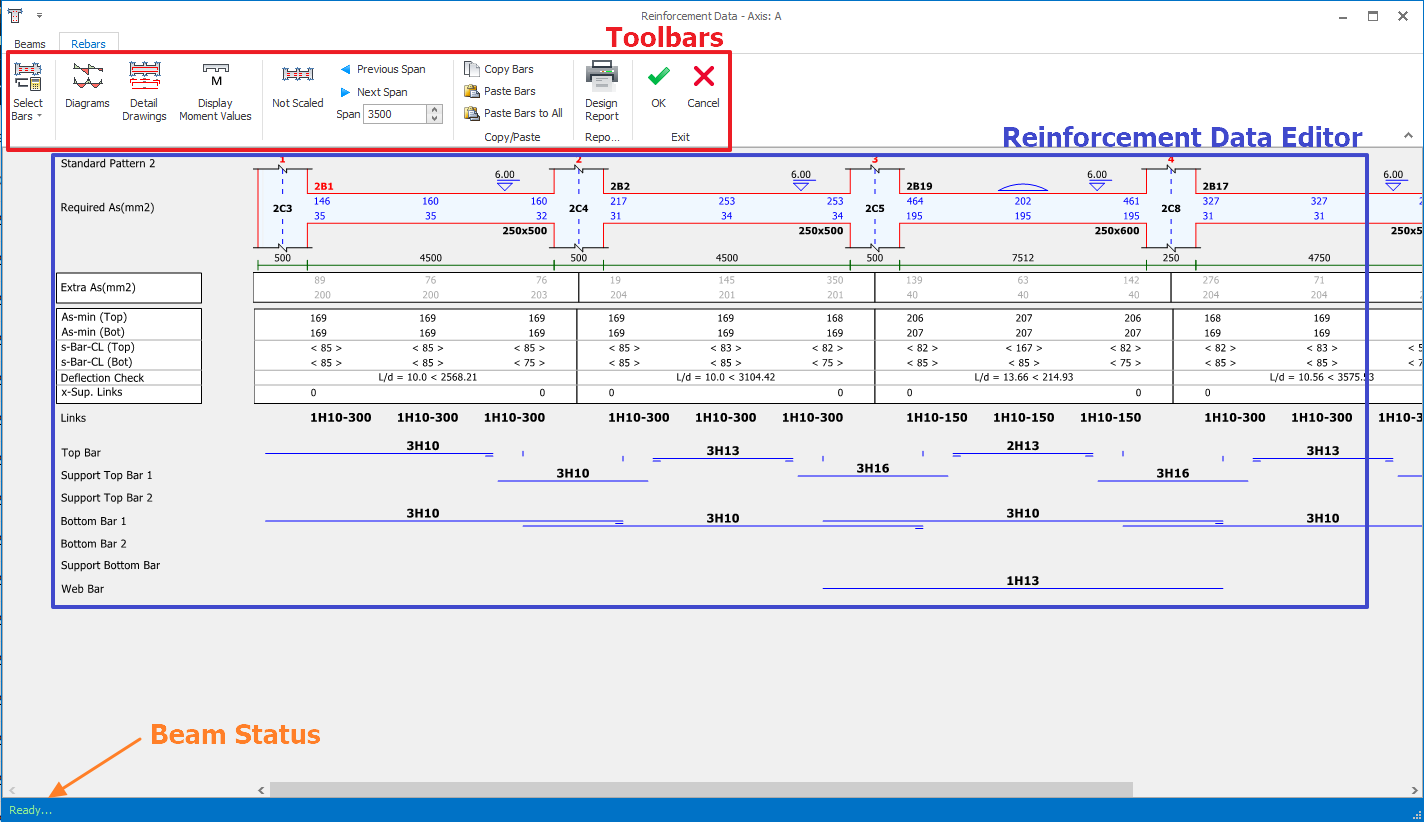 Beam Section Design - Rebar Tab