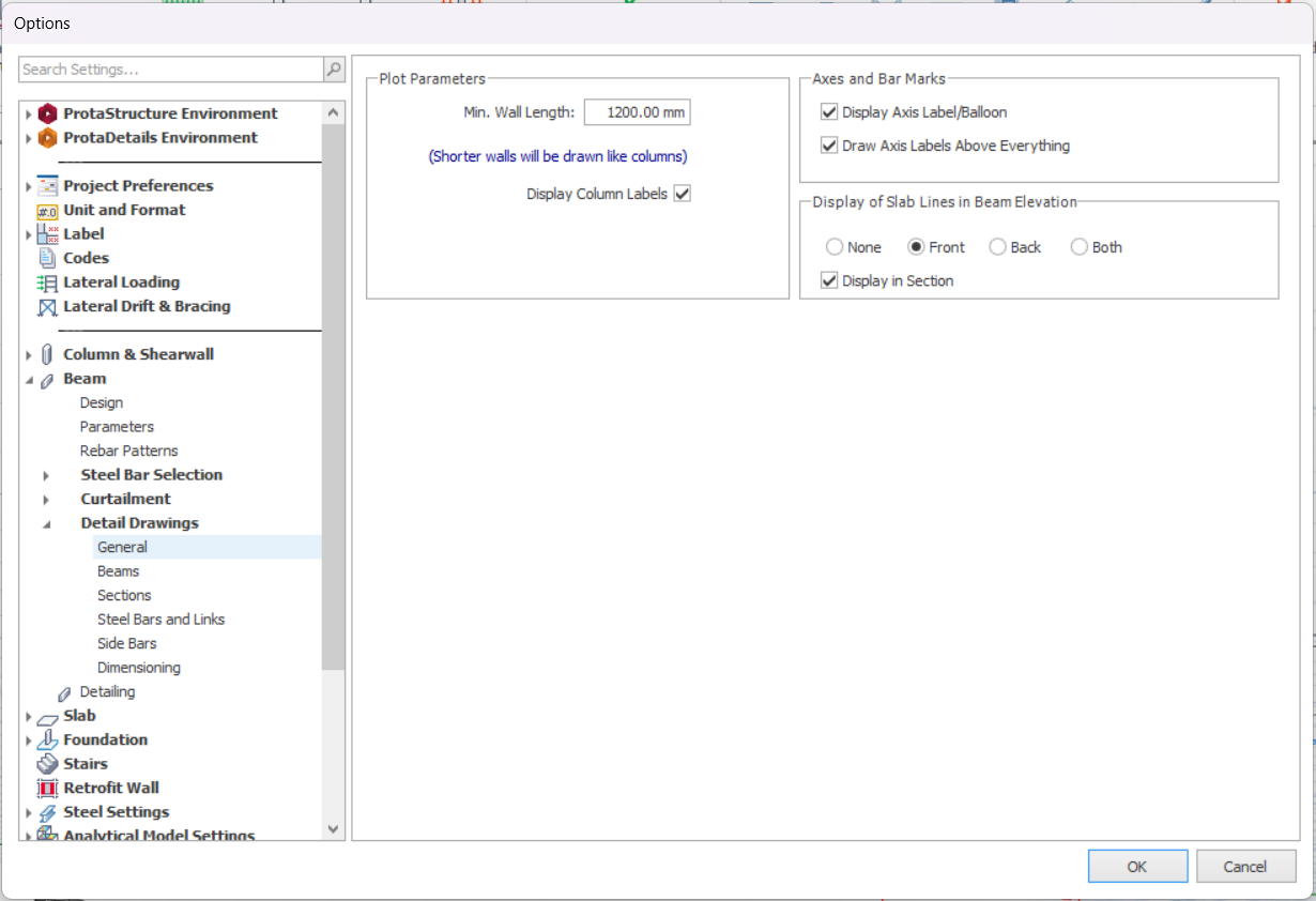 Beam Design Settings